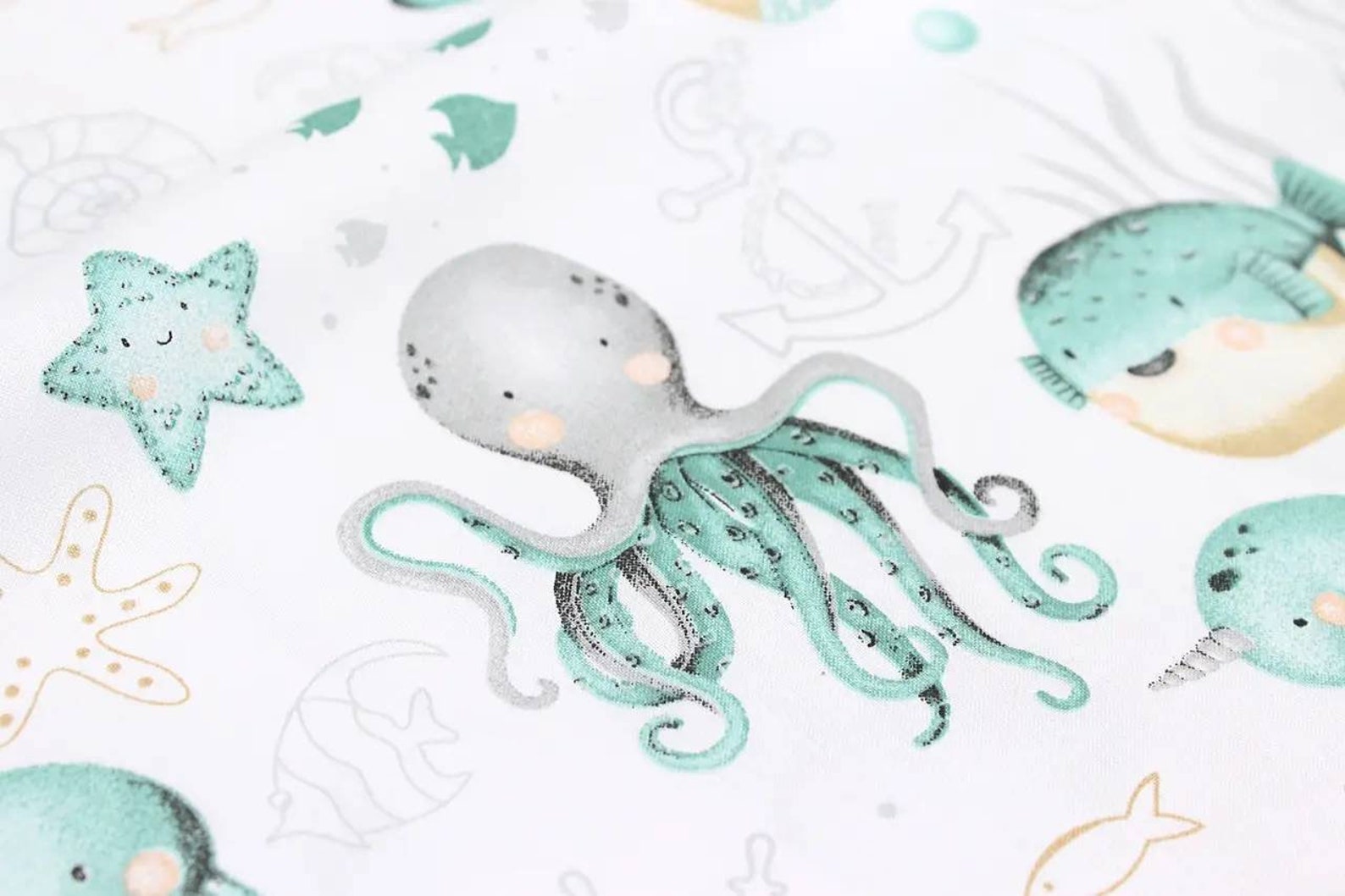 Sea Life Cotton Fabric Ocean and Marine Fabric Sea Turtles Fabric Fish ...