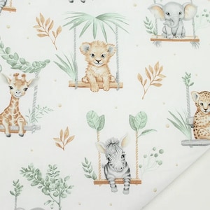 Zebra Elephant Lions Hippo Giraffe Cotton Fabric by the Yard,african ...