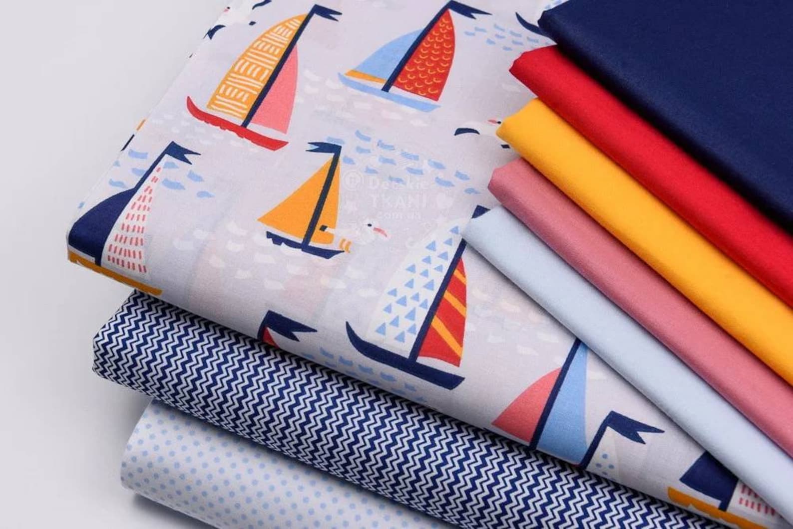 Sail Boats Fabric,cotton Fabric by the Yard,sail Boats,nautical Fabric ...
