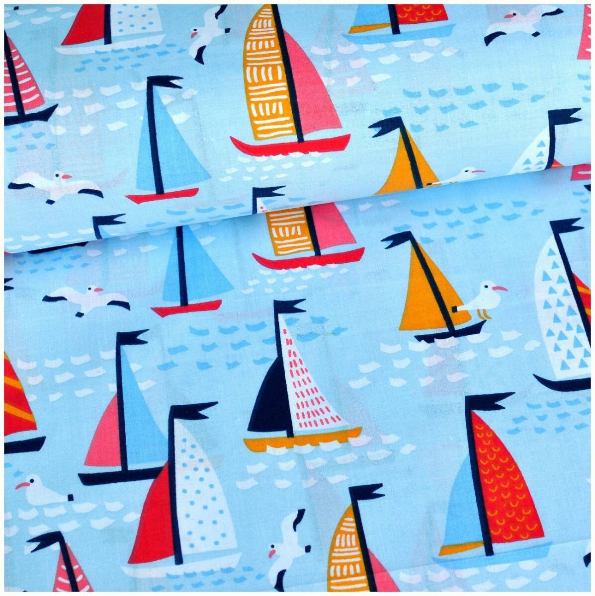 Sail Boats Fabriccotton Fabric by the Yardsail - Etsy