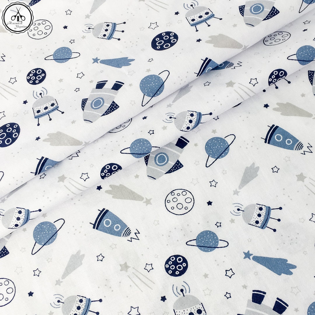 Space Cotton Fabric,fabric by the Yard,sky Fabric,rocketship Fabric ...