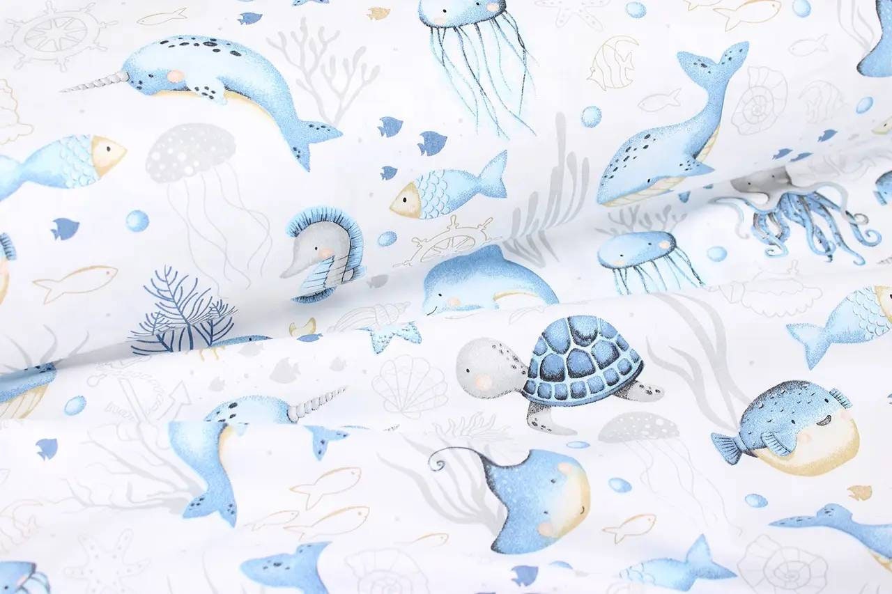 Sea Life Cotton Fabric Ocean and Marine Fabric Sea Turtles Fabric Fish ...