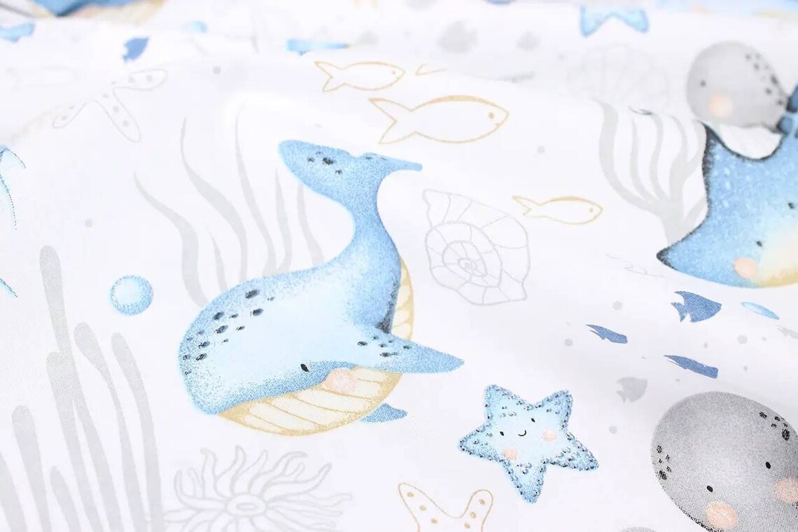 Sea Life Cotton Fabric Ocean and Marine Fabric Sea Turtles - Etsy