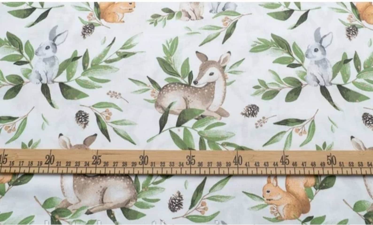 Forest Animals Cotton Fabric Deer Fabric Bunny Fabric - Etsy