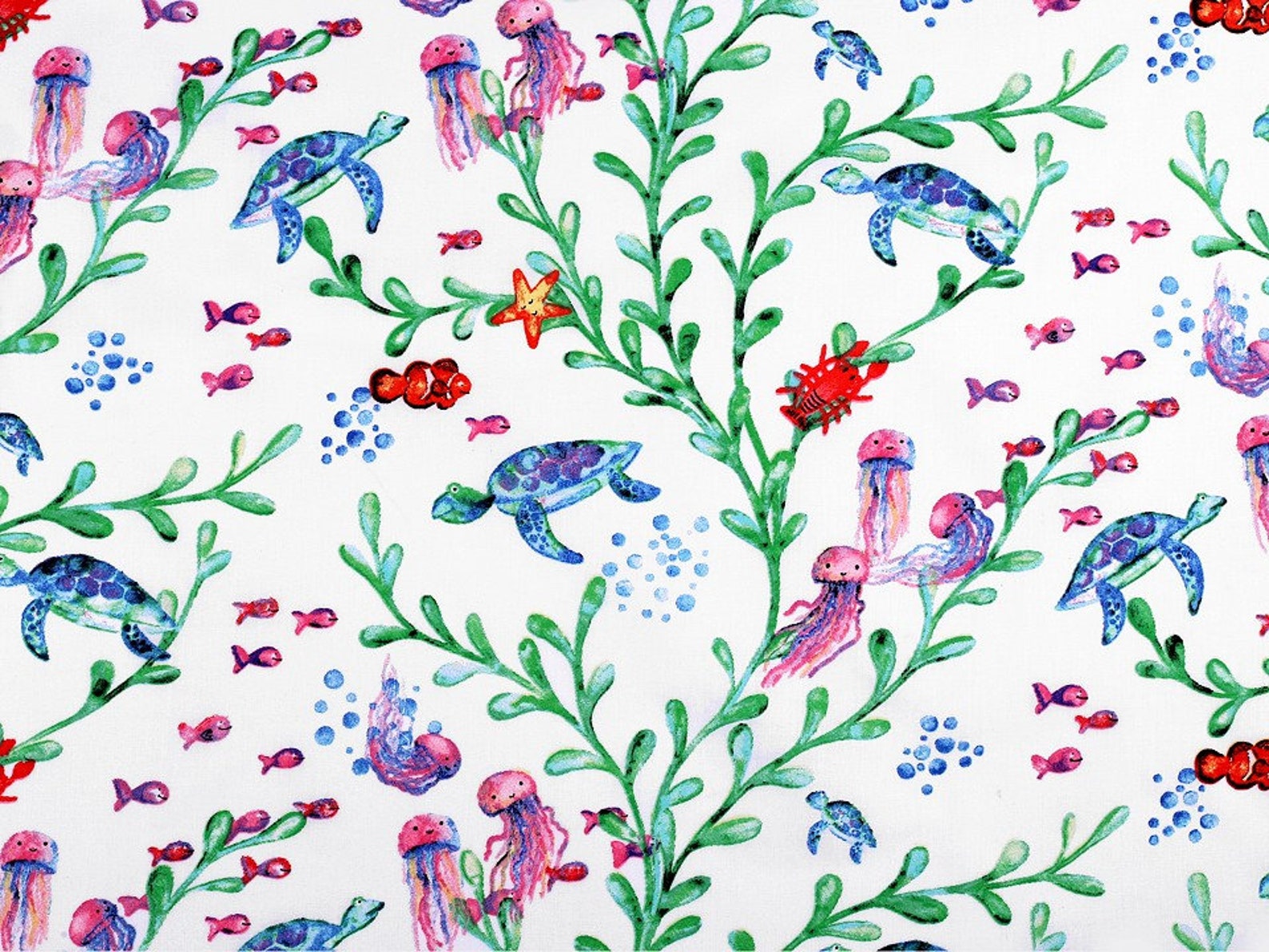 Under the Sea Fabriccotton Fabricocean and Marine Life | Etsy