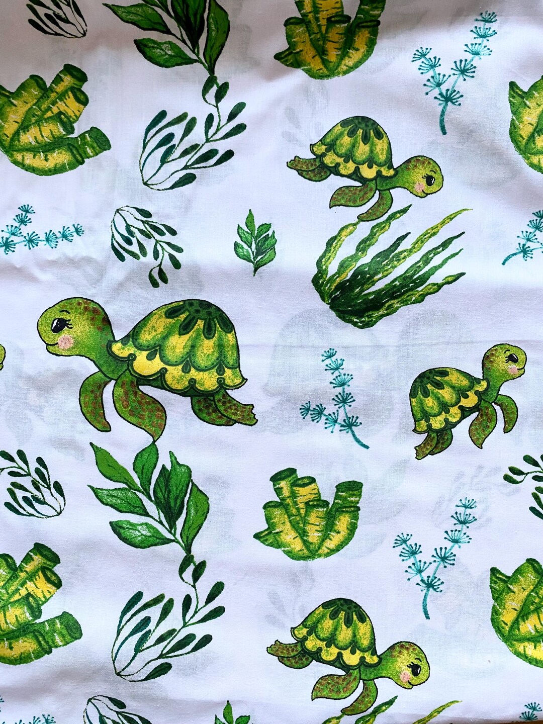 Turtles Fabric by the Yard, Green Turtle Fabric, Baby Girl Fabric, Baby ...