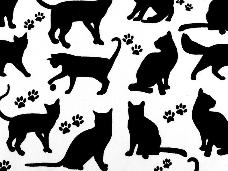 Cats Fabric by the Yardcats CONTOURS Fabriccat Fabriccats | Etsy