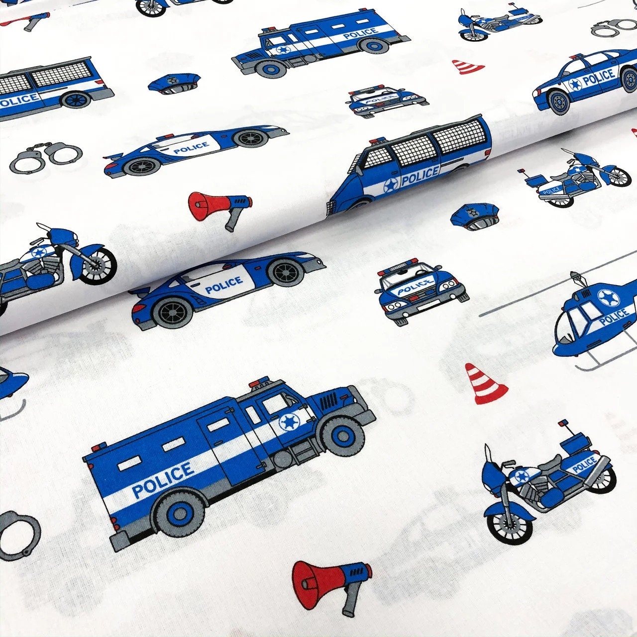 Police Car Fabric police vehicles Fabric Police Fabric | Etsy