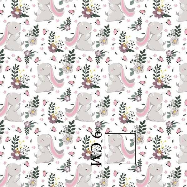 Bunny cotton Fabric by the Yard Rabbits sweet Bunnies Fabric | Etsy
