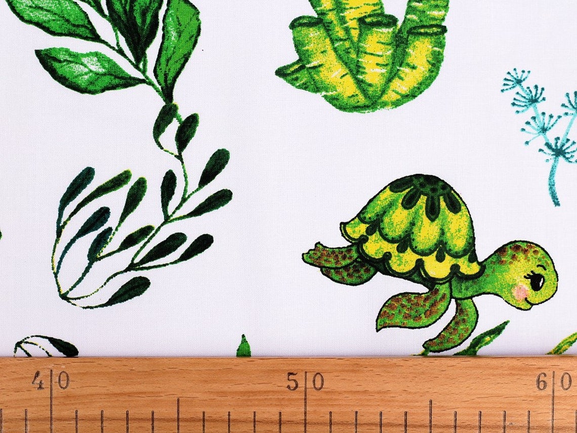 Turtles Fabric by the Yard Green Turtle Fabric Baby Girl - Etsy