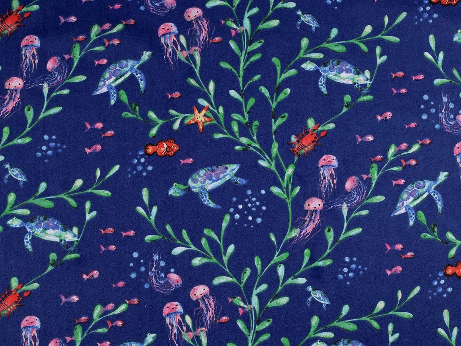 Under the Sea Fabriccotton Fabricocean and Marine Life | Etsy