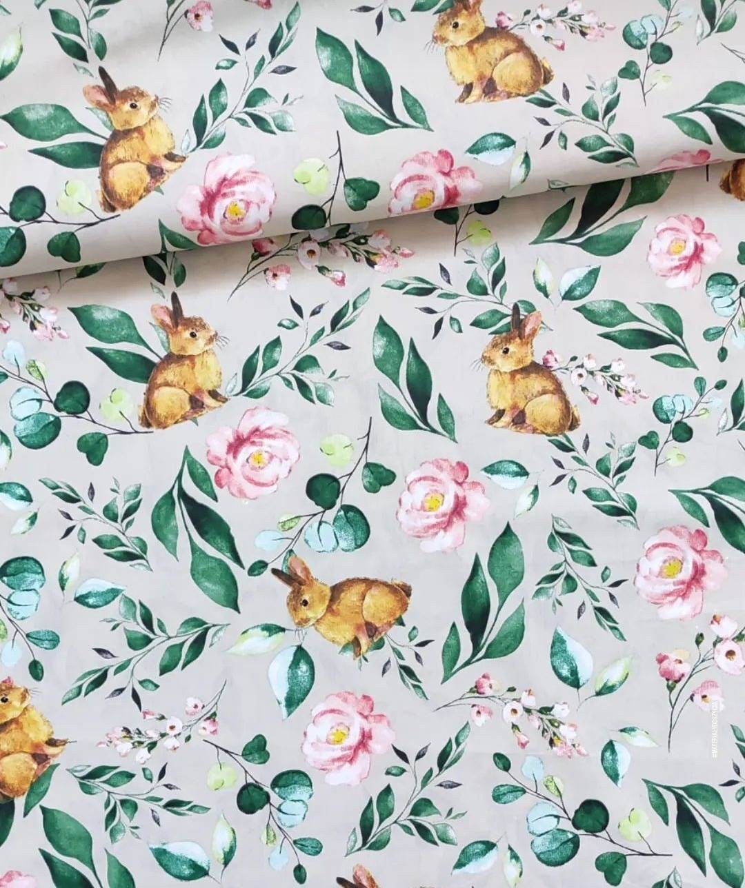 Bunny Rabbit Cotton Fabric by the Yard Sweet Bunnies Fabric - Etsy