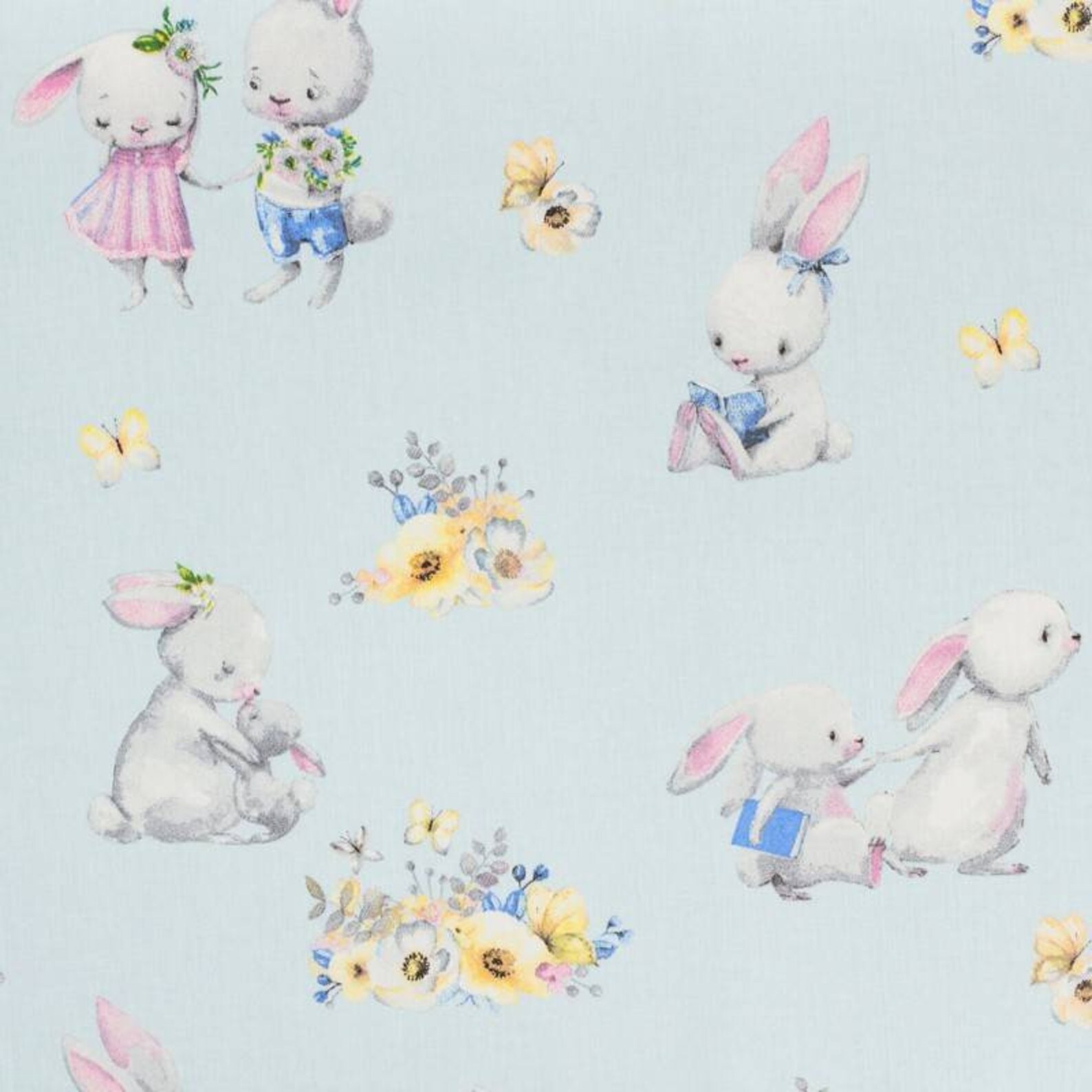 Bunny Fabricrabbits Fabriccotton Fabricbaby - Etsy