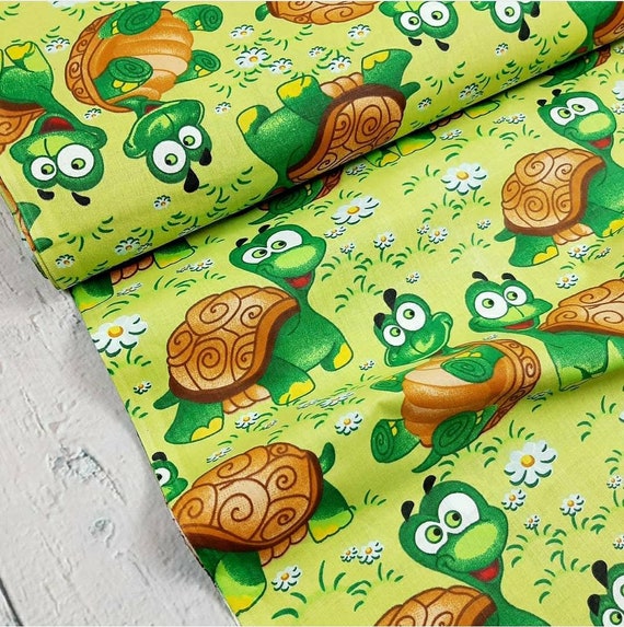Turtles Fabric by the Yardgreen Turtle Fabricbaby Girl - Etsy