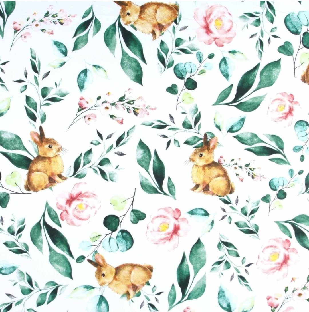 Bunny Rabbit Cotton Fabric by the Yard, Sweet Bunnies Fabric, Baby ...
