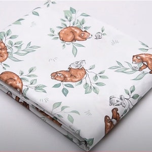 Bears Cotton Fabric Bear and Bunny Fabricforest Bear - Etsy