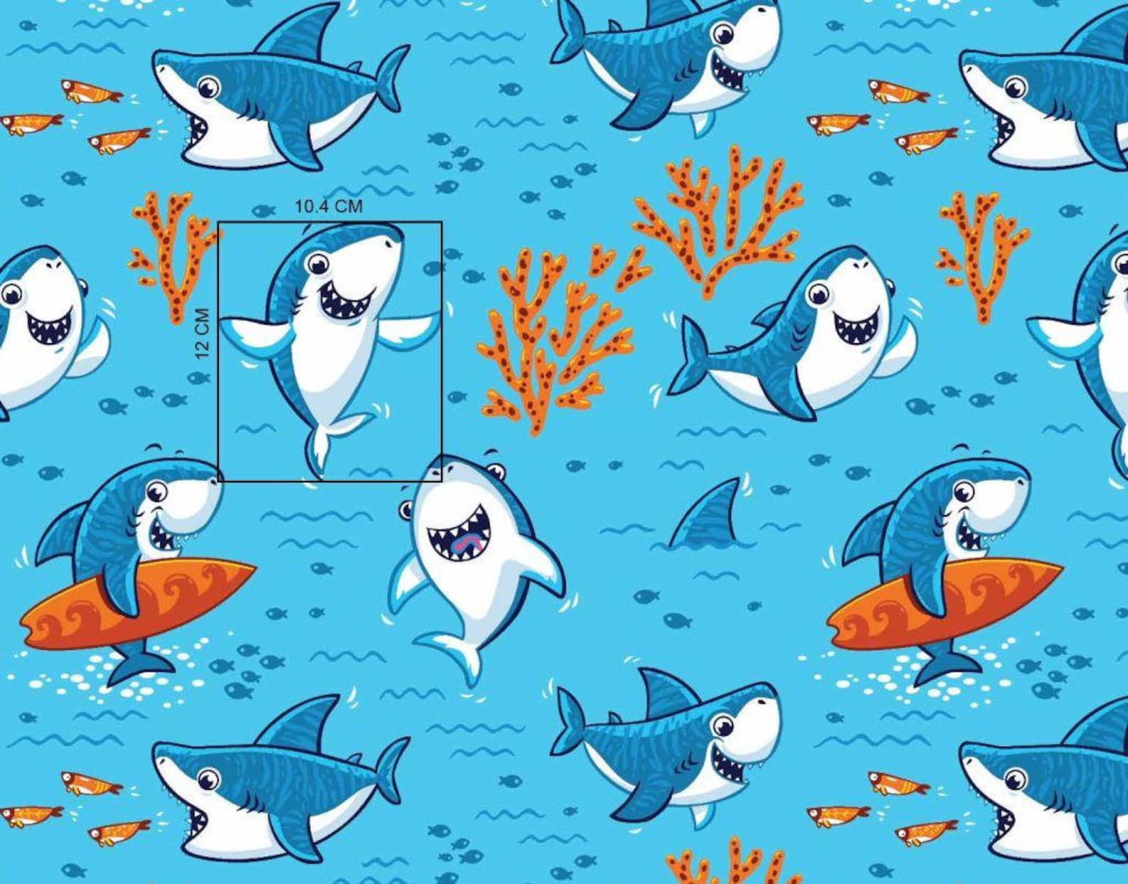 Shark Fabric by the Yard Fish Fabric Sea Fabric Ocean - Etsy