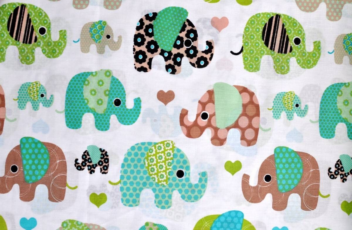 Colorful Elephant Fabric Fabric by the yard Baby Elephant | Etsy
