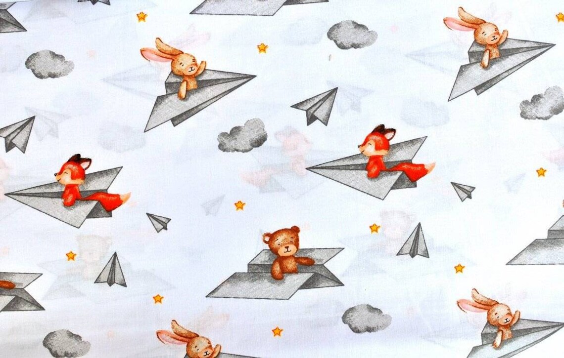 Animals fabric Paper Plane Airplanes Fabric Cotton Fabric | Etsy