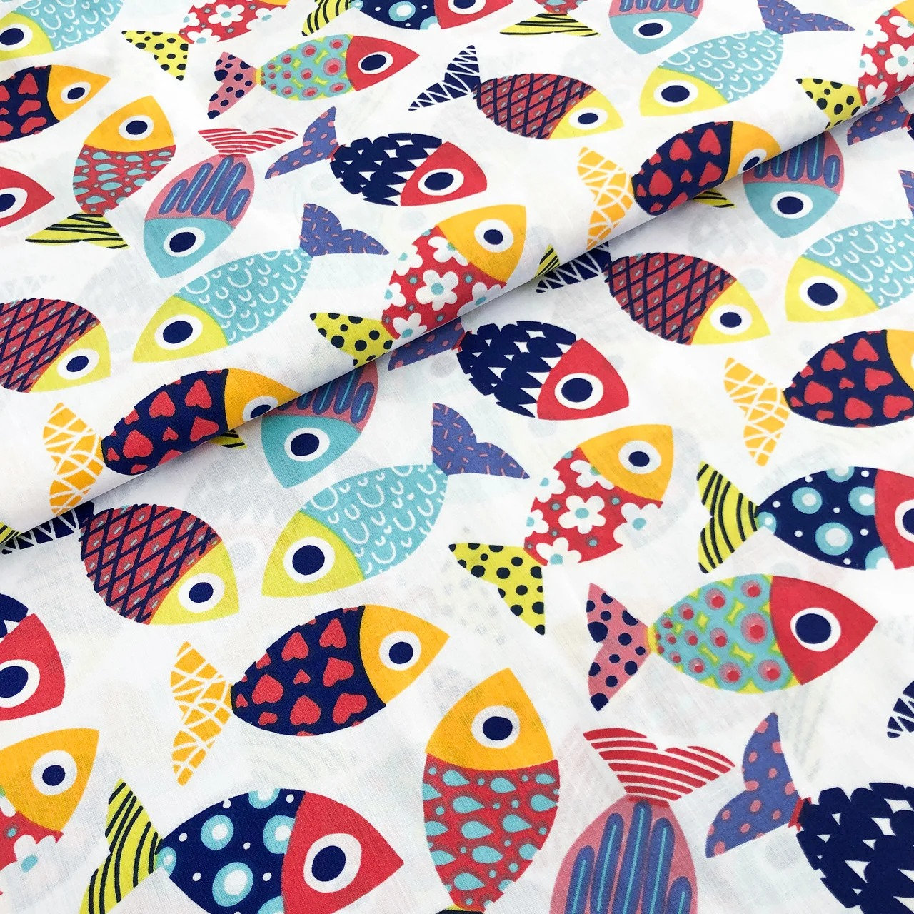 Fish Fabric by the Yard Multicolored Fish Fabricmodern - Etsy