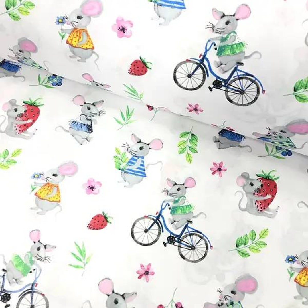 Mouse Fabric,gardening Mouse Fabric, Mice Fabric, Cotton Fabric, Fabric ...