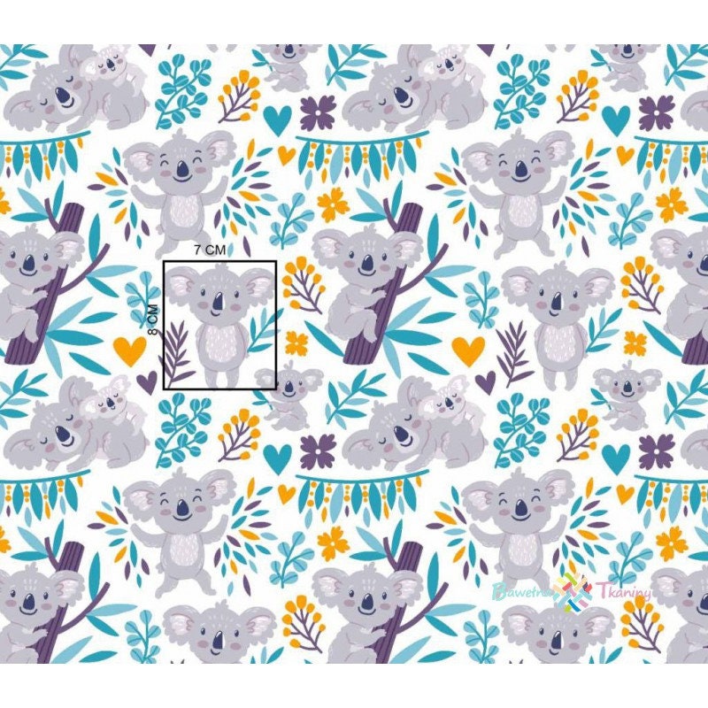 Koala fabricKoala cotton fabricFabric by the Yardbaby | Etsy