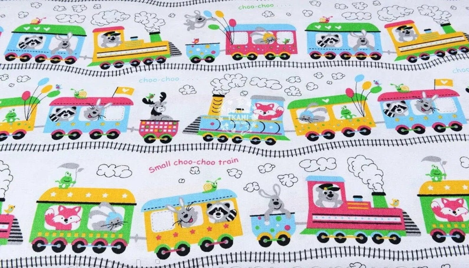Cotton Fabrictrain Fabricanimal Fabriczoo Train Fabrichalf - Etsy