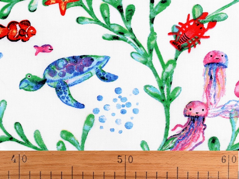 Under the Sea Fabriccotton Fabricocean and Marine Life | Etsy