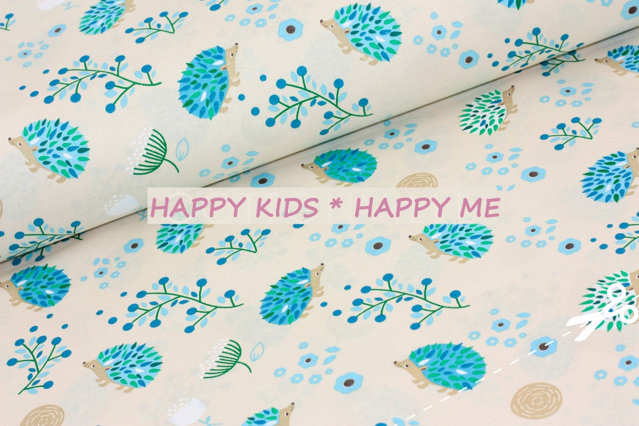 Hedgehog Fabric by the Yard Baby Cotton Fabrichedgehogs With - Etsy