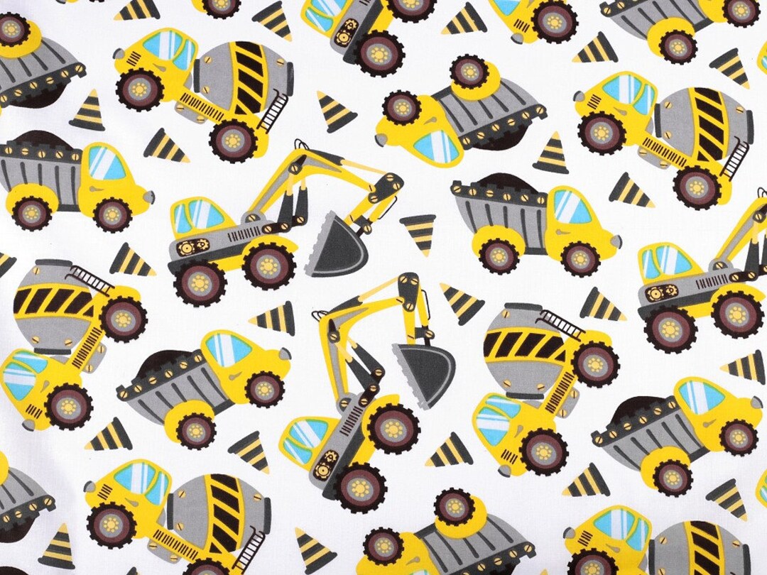 Construction Trucks Fabric,construction Cotton Fabric by the Yard ...