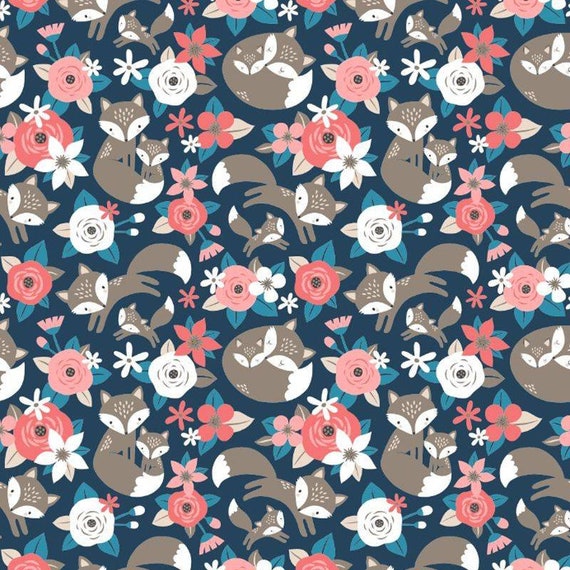 Foxes Cotton Fabric Fox Fabric by the Yard Woodland Fabric - Etsy