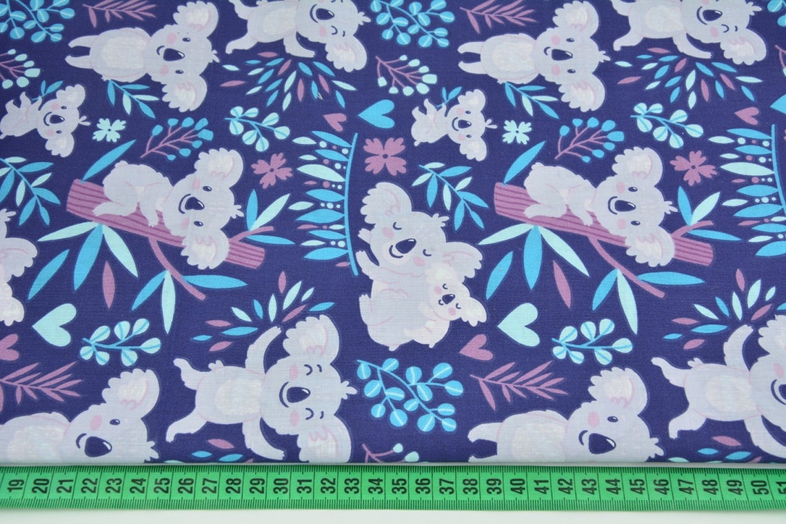 Koala fabricKoala cotton fabricFabric by the Yardbaby | Etsy