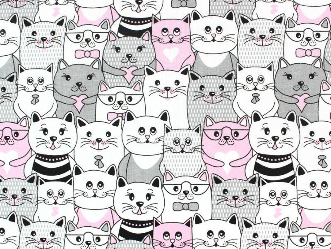 Cat Cotton Fabric by the Yard,cat Print Fabric,baby Fabric,meow Fabric ...