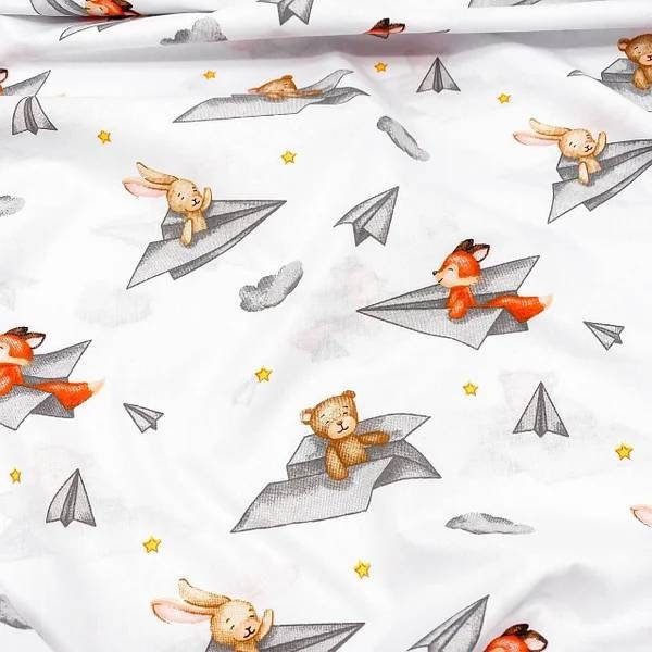 Animals Fabric, Paper Plane, Airplanes Fabric, Cotton Fabric by the ...