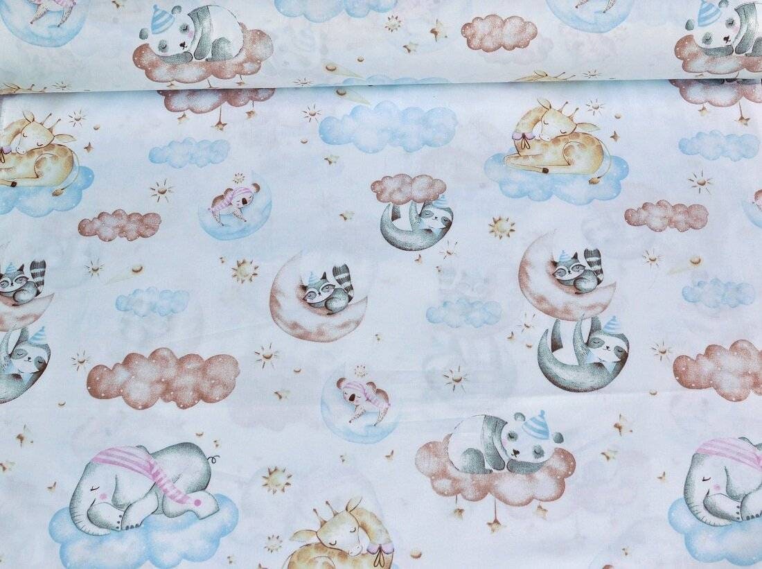 Baby Animals on Clouds Cotton Fabric Baby Fabric Animals - Etsy