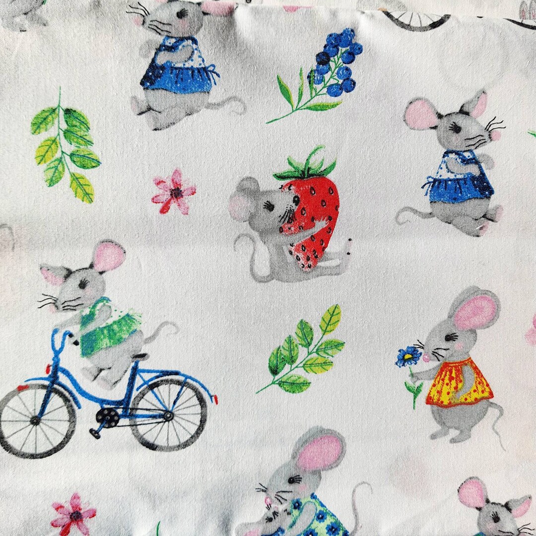 Mouse Fabric,gardening Mouse Fabric, Mice Fabric, Cotton Fabric, Fabric ...
