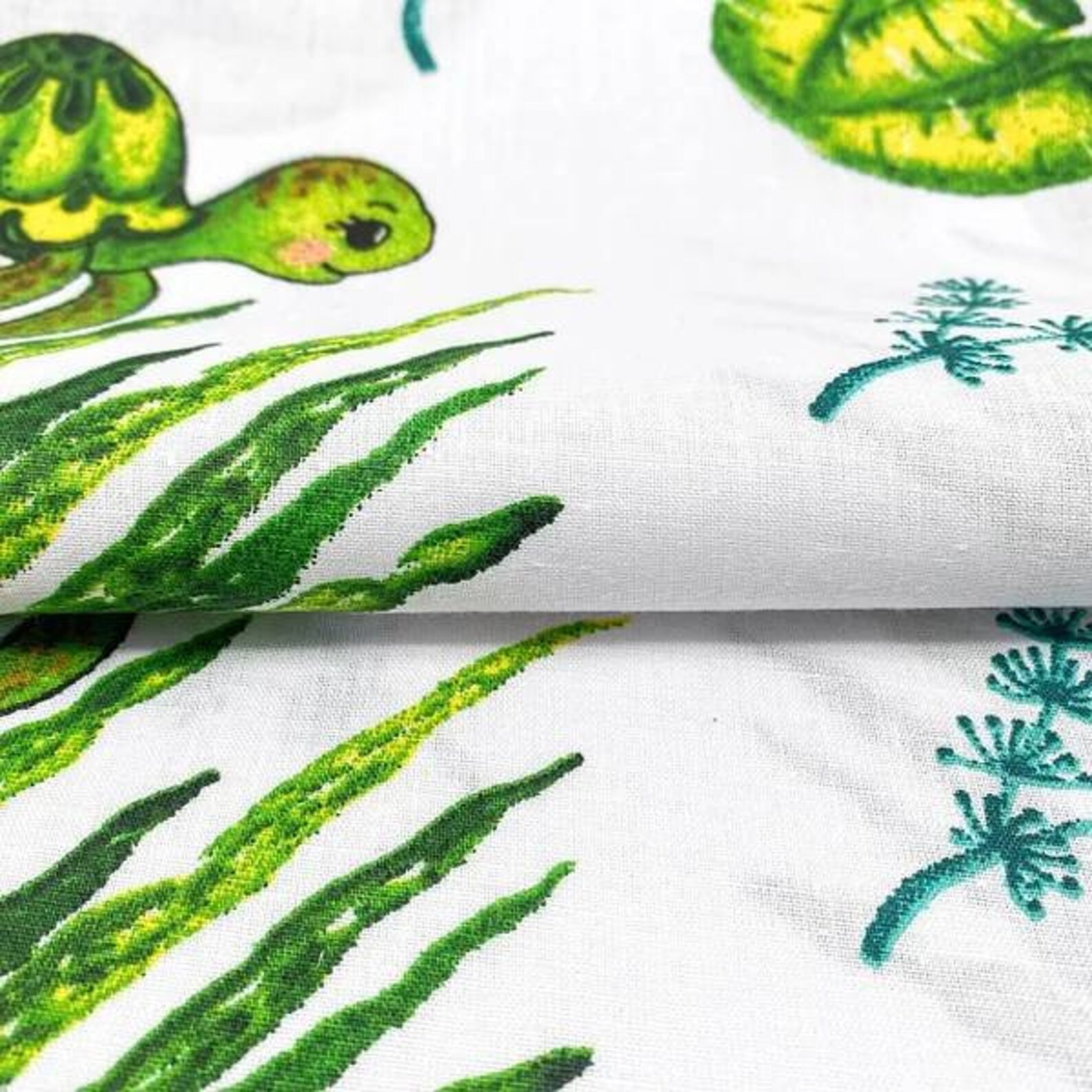 Turtles Fabric by the Yard, Green Turtle Fabric, Baby Girl Fabric, Baby ...
