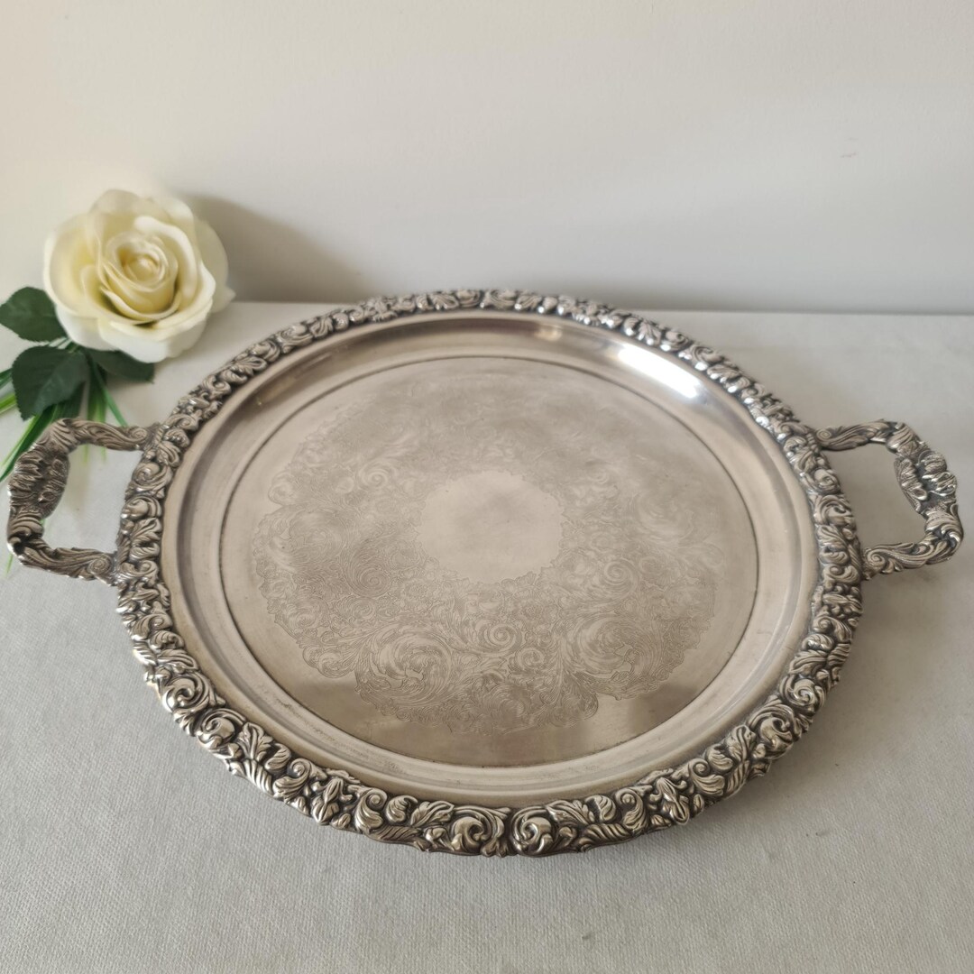 Silver Tray, Ranleigh Old Sheffield Vintage Silver Plated Serving Tray ...