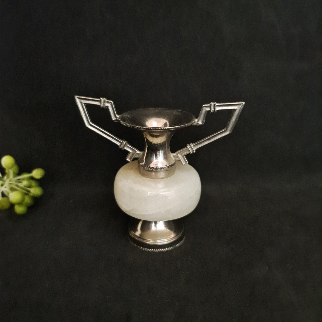 Miniature Vase, Rare Mod Dep Vintage Double Handled Mini Amphora, Onyx ...