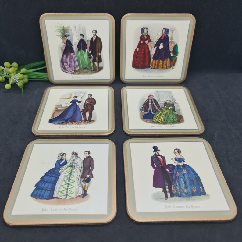 Pimpernel Coasters, 19th Century Fashion Coasters, Vintage Gorgeous ...