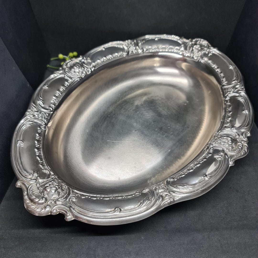 Silver Bowl, Ranleigh Vintage Oval Large Silver Plated Serving Bowl ...