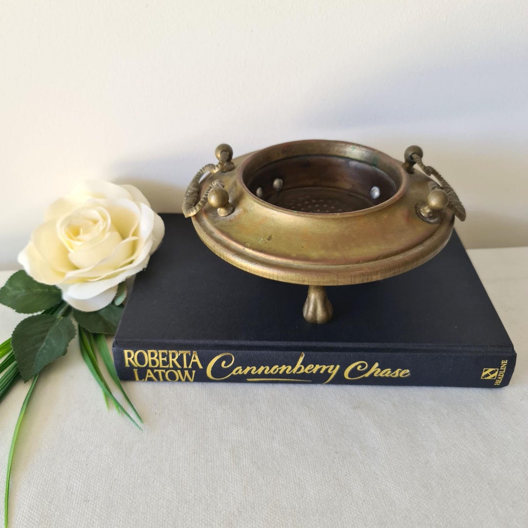 Brass & Copper Brazier, Vintage Small Brass Copper Footed Candle Holder ...