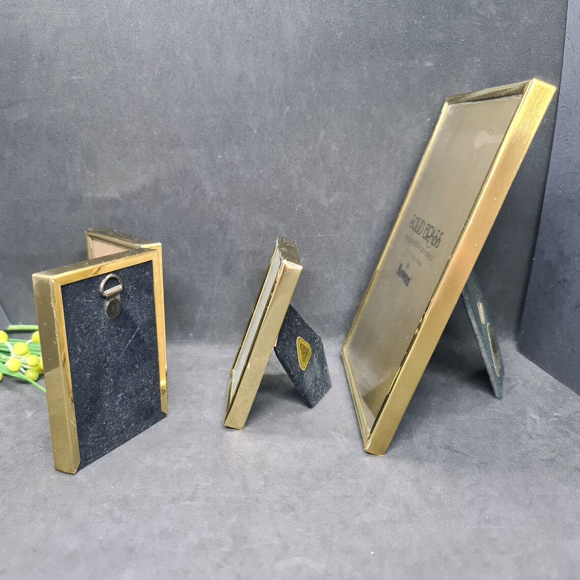 Brass Photo Frame, Solid Brass Glass Front Picture Frames, Set of 3 ...