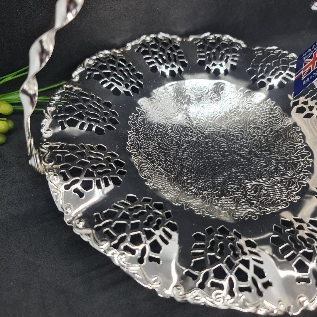 Silver Basket, Queen Anne Mayell England Vintage Silver Plated Footed ...