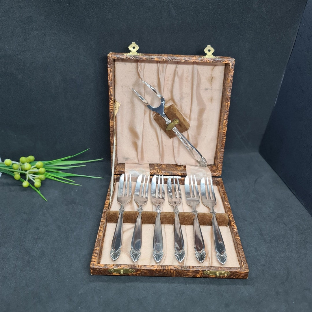 Silver Forks & Cake Server, Angora EPNS Vintage 6 Forks and Fork Server ...