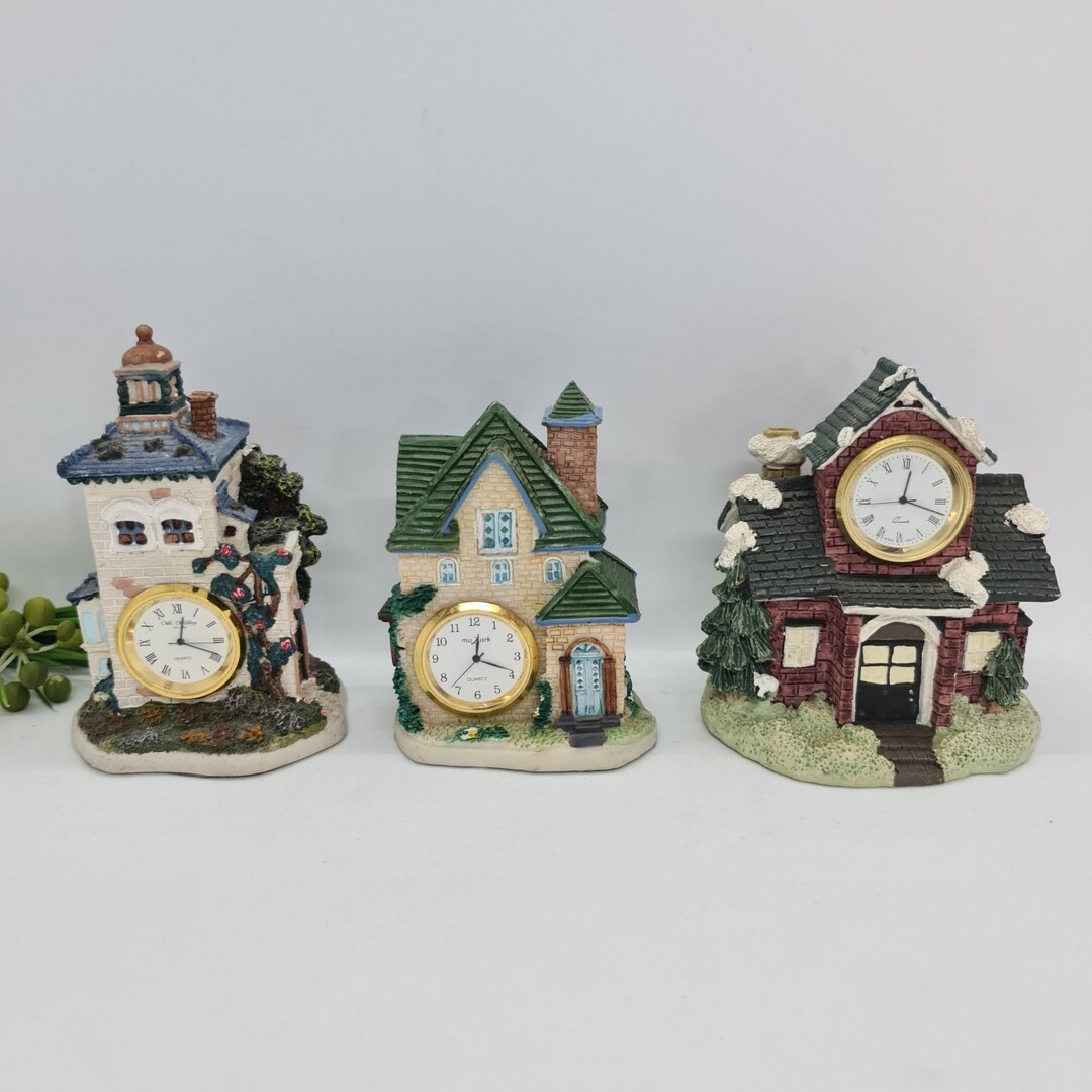 Miniature House Clock, Small Vintage Homes Decor Clocks, 3 Different ...