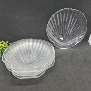 Clam Plates, Glass Shell Vintage Dishes, Set of 6 Serving Dish, Mid ...