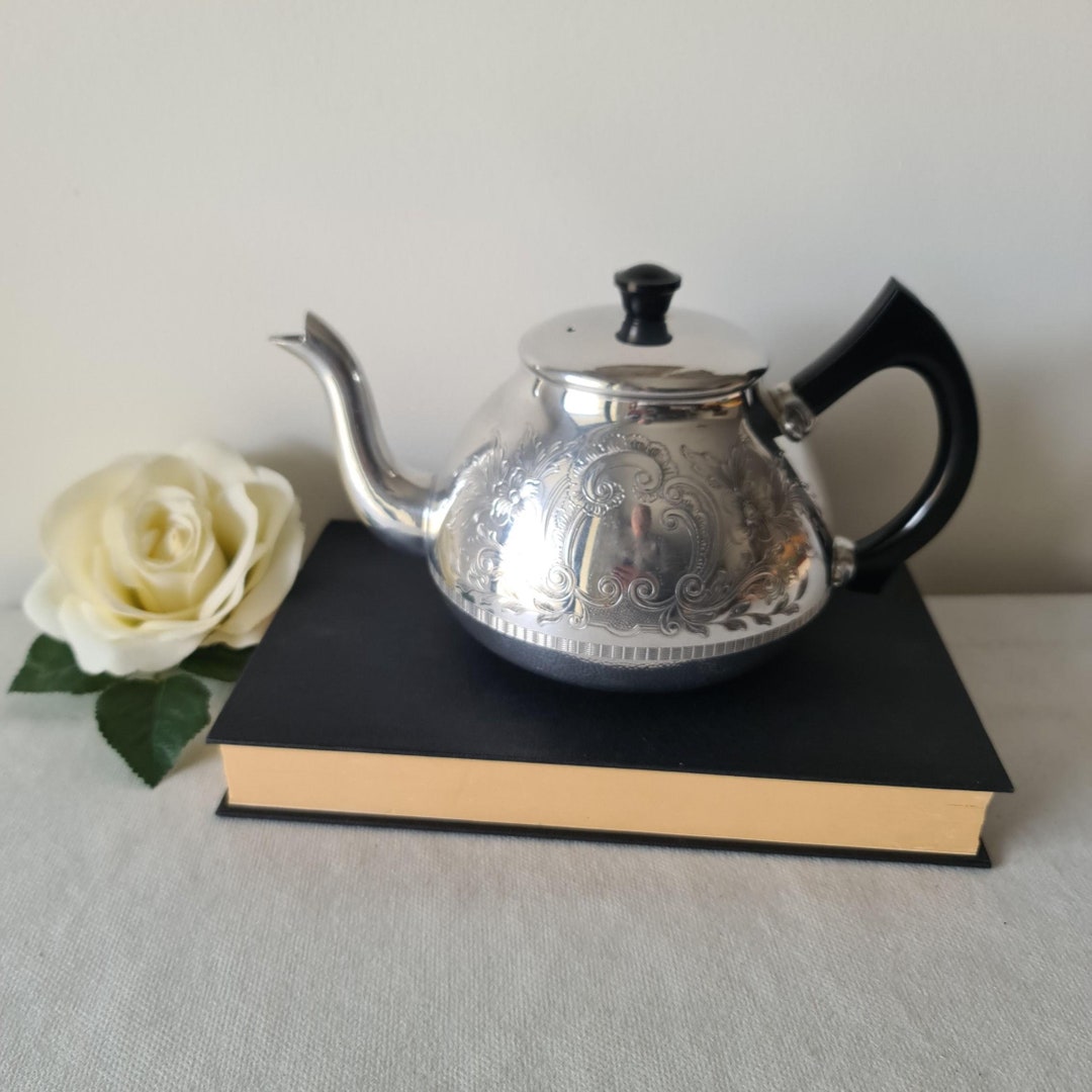 Silver Tea Pot, Swan Brand the Carlton Vintage Alluminium 6 Cups Teapot ...
