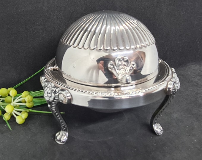 FB Rogers Caviar Dish, Lion Head & Claw Feet Silver Plated Small ...