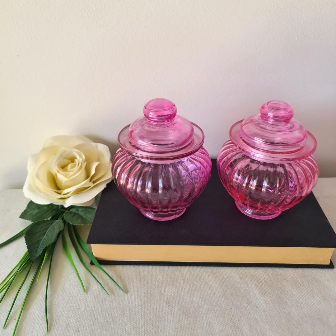 Pink Glass Jar, Retro Air Tight Glass Jars, Small Storage Jars, Kitchen ...